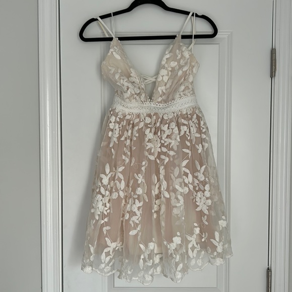 Aakaa | Dresses | Bride To Be Cream Flower Embroidered Dress | Poshmark